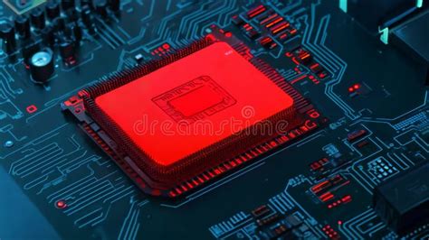 Exploring The Inner Workings Of A Circuit Board With Glowing Components At Night Stock Footage