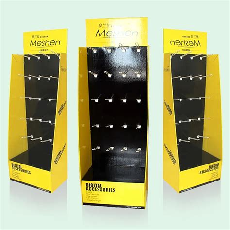 Customized Supermarket Dress Hook Display Rack Cardboard Floor Display Stand Underwear Socks