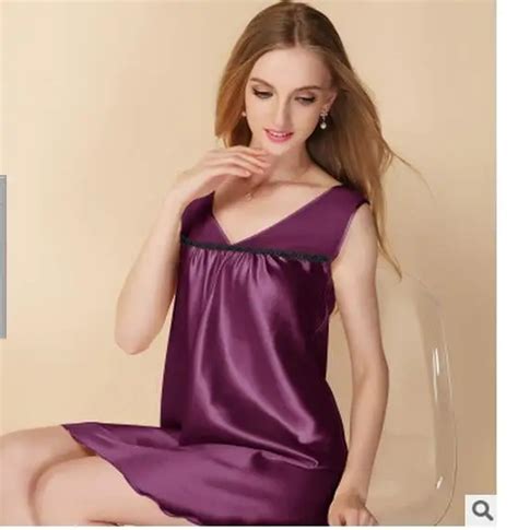 Buy Plus Size Satin Nightgown Summer New Sleeveless V