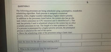 Consider The Following Set Of Processes With The