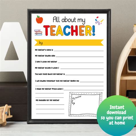 All About My Teacher Print