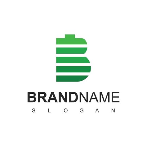 배터리 및 B 초기 아이콘을 사용하는 배터리 로고 녹색 에너지 개념 프리미엄 벡터