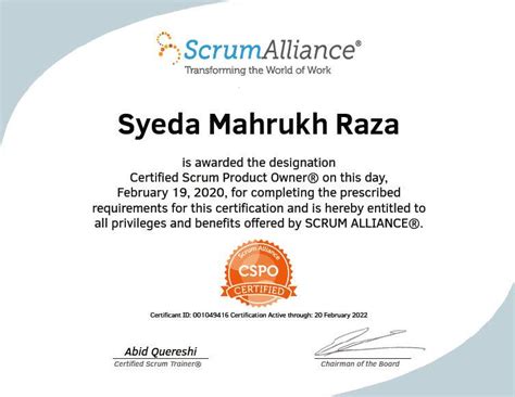 Syeda Mahrukh Raza On Linkedin Cspo Scrum Agile Agilemindset Agilescrum Productowner