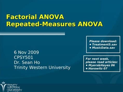 Factorial Anova Repeated Measures Anova