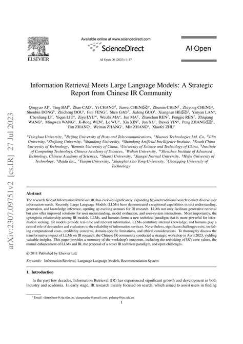 Information Retrieval Meets Large Language Models A Strategic Report