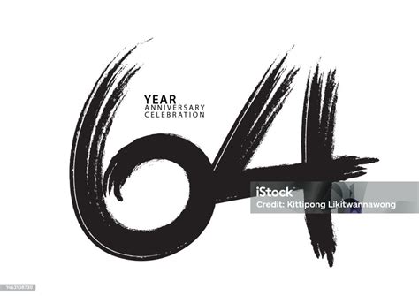 64 주년 기념일 축하 로고 타입 검은 붓 벡터 64 숫자 디자인 64 번째 생일 초대장 기념일 템플릿 로고 번호 디자인 벡터 서예 글꼴 타이포그래피 로고 검은색에 대한