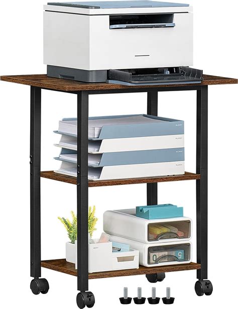 3 Tier Printer Stand Industrial Mobile Printer Table With Storage