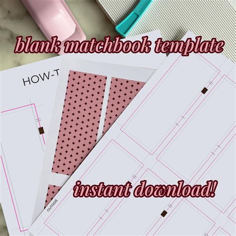 Blank Editable Diy Matchbook Template Instant Download Etsy