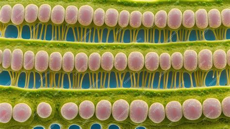 Microscopic View Of Tissue Layers Showcasing Vibrant Cellular Structures Premium Ai Generated