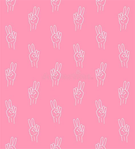 Vector Seamless Pattern Of White Sketch Peace Sign Stock Illustration