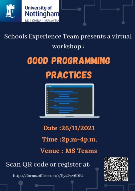 Good Programming Practices Virtual Workshop School Of Computer Science