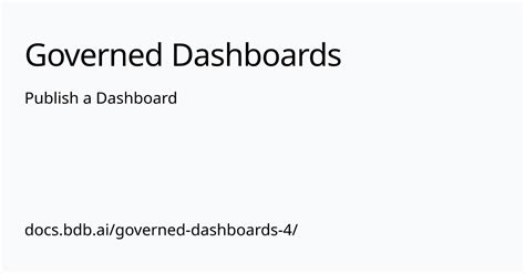 Publish A Dashboard Governed Dashboards