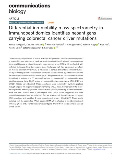 Pdf Differential Ion Mobility Mass Spectrometry In Immunopeptidomics Identifies Neoantigens