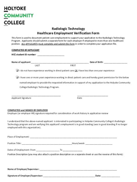 Fillable Online Radiologic Technology Program Application Document