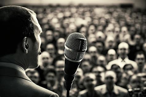 Person Speaking Into Microphone And Engaging Audience With Captivating Speech Premium Ai