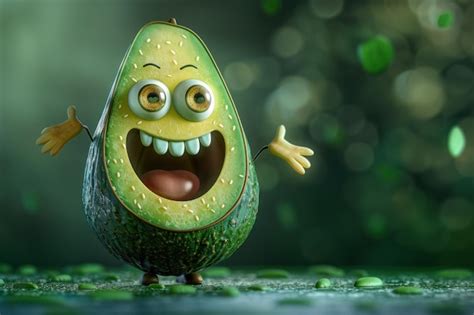 Funny Avocado Cartoon Premium Ai Generated Image