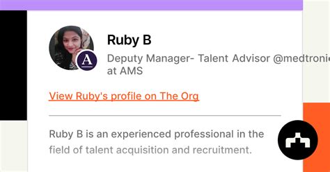 Ruby B Deputy Manager Talent Advisor Medtronic At Ams The Org