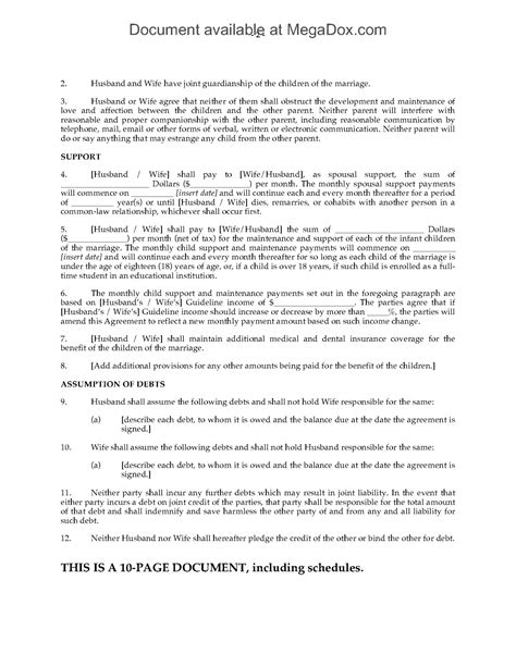 Canada Separation Agreement