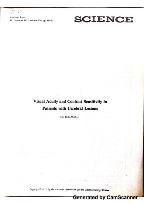 Pdf Visual Acuity And Contrast Sensitivity In Patients With Cerebral Lesions