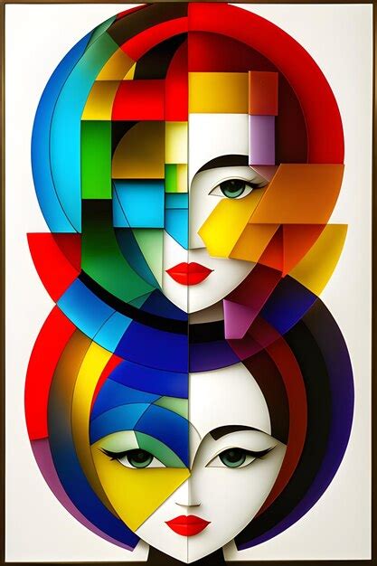 Cubismo Vidrio Bellas Artes Colorido Vidrio Artístico Foto Premium