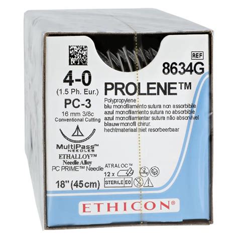 Prolene Suture 4 0 18 Polypropylene Monofilament Pc 3 Blue 12 Bx Medex Supply