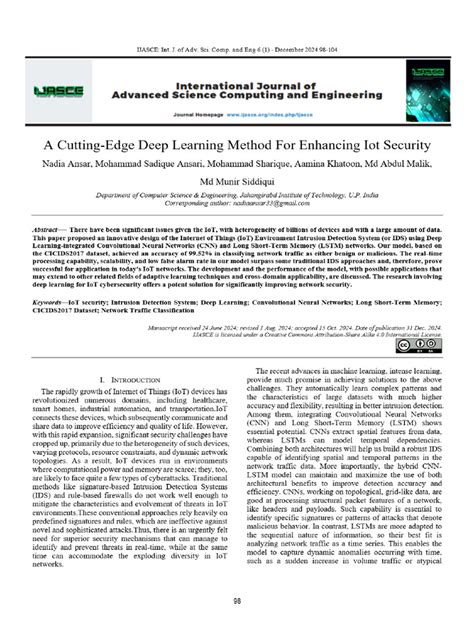 View Of A Cutting Edge Deep Learning Method For Enhancing Iot Security