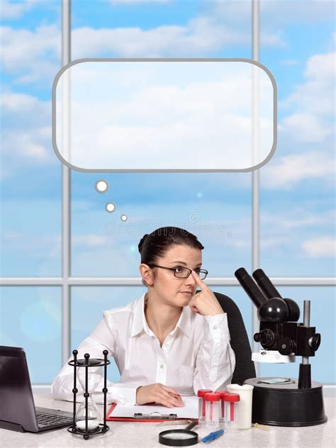 Female Scientist Thinking Stock Image Image Of Sandglass 83703829