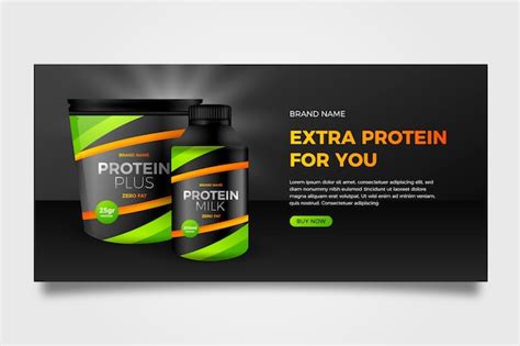 Design De Banner De Suplementos De Proteína Vetor Grátis