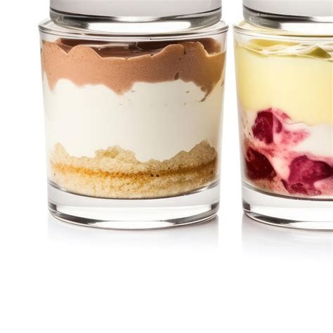 Premium Photo Two Small Containers Of Cream And A Small Glass Container With A White Background
