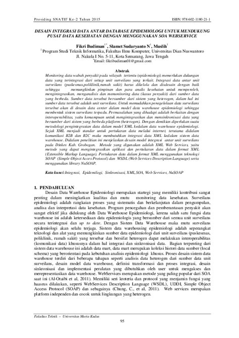 Pdf Desain Integrasi Data Antar Database Epidemiologi Untuk Mendukung