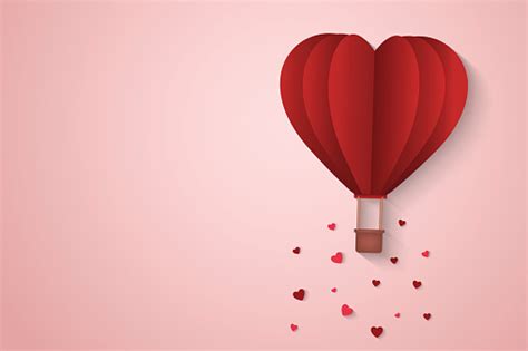 발렌타인 데이 하늘 커플 허니문 벡터 일러스트 배경에서 클라우드 심장 Float로 비행 하는 풍선의 종이 스타일 사랑 공예에 대한 스톡 벡터 아트 및 기타 이미지 Istock