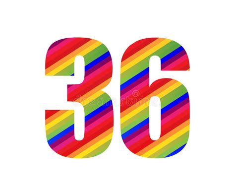 36 Number Rainbow Style Numeral Digit Colorful Number Vector Illustration Stock Vector