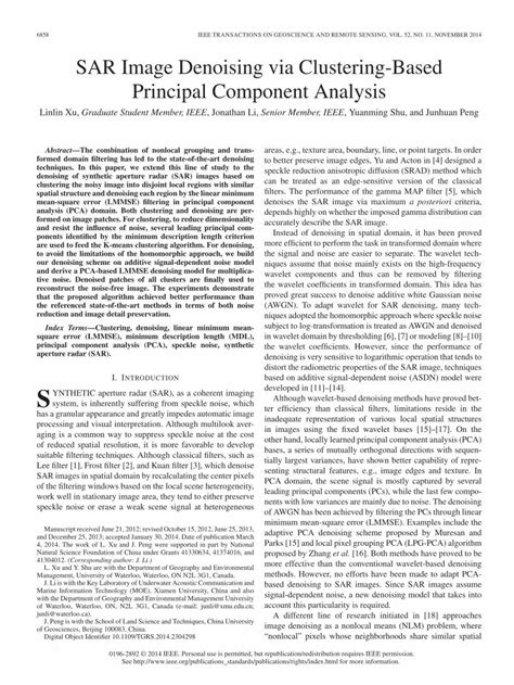 Pdf Sar Image Denoising Via Clustering Based Principal · Sar Image Denoising Via