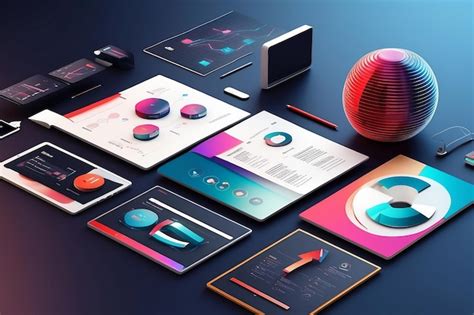premium photo dashboard ui modern presentation with data graphs and hud diagrams clean and