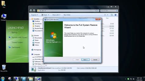 Windows Home Server Client Restore Wizard Youtube