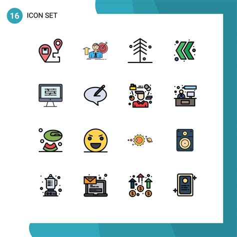 16 Universal Flat Color Filled Lines Set For Web And Mobile Applications Graphy Chevron Achieve