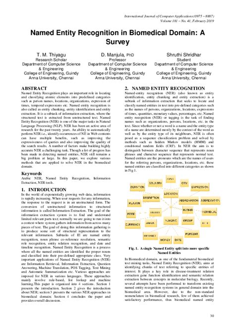 Pdf Survey Of Biomedical Named Entity Recognition