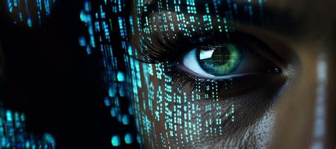 Premium AI Image Close Up Of Eye With Digital Code Hacker Cyber