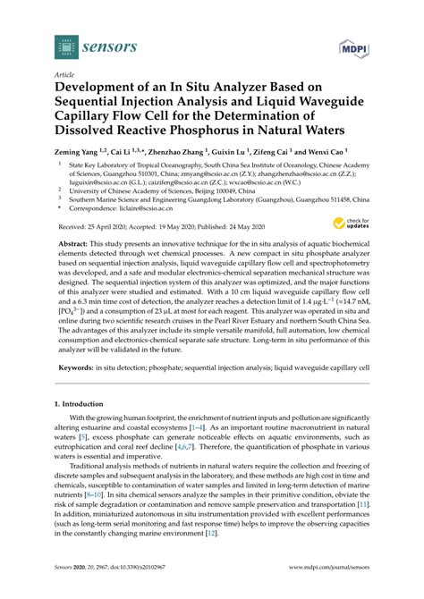 Pdf Development Of An In Situ Analyzer Based On Sequential Injection Analysis And Liquid