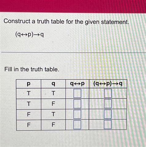 Solved Construct A Truth Table For The Given Statement