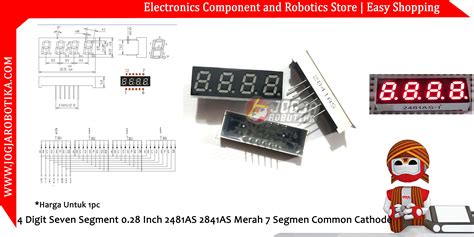 4 Digit Seven Segment 0 28 Inch 2481AS 2841AS Merah 7 Segmen Common Cathode