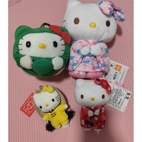 Hello Kitty 4隻不拆賣 北海道 綠藻球 越南 傳統服飾 和服 娃娃 吊飾 玩偶 日本 區域限定 蝦皮購物
