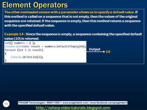 Sql Server Net And C Video Tutorial Part 20 Element Operators In Linq