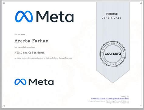 Areeba Farhan On Linkedin Webdevelopment Frontenddeveloper Html Css Coursera