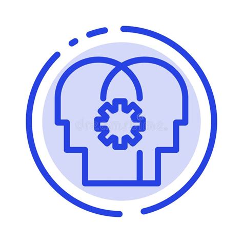 Brain Control Mind Setting Blue Dotted Line Line Icon Stock Vector