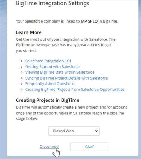 How To Disconnect From Salesforce Bigtime Software