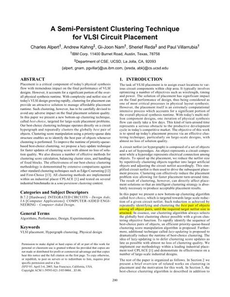 A Semi Persistent Clustering Technique For Vlsi Circuit Placement