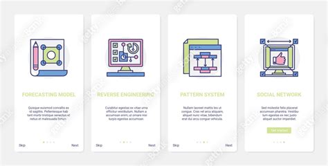 Social Media Network Forecasting Model Ux Ui Onboarding Mobile App Page Screen Set 이미지