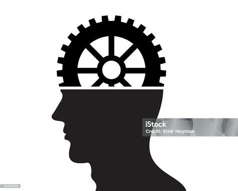 기어와 실루엣 인간의 머리의 벡터 일러스트 생각 두뇌 아이콘 개념에 대한 스톡 벡터 아트 및 기타 이미지 개념 개념과 주제 결정 Istock