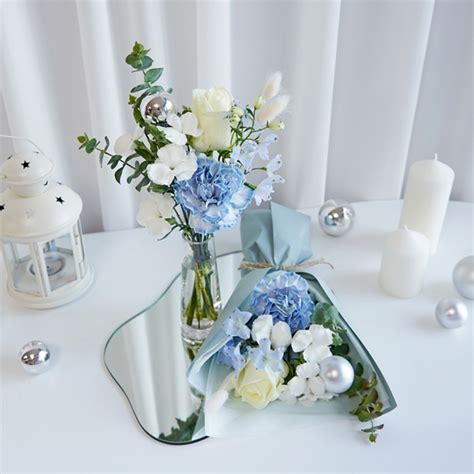 블루 윈터 생화꽃다발 배민스토어